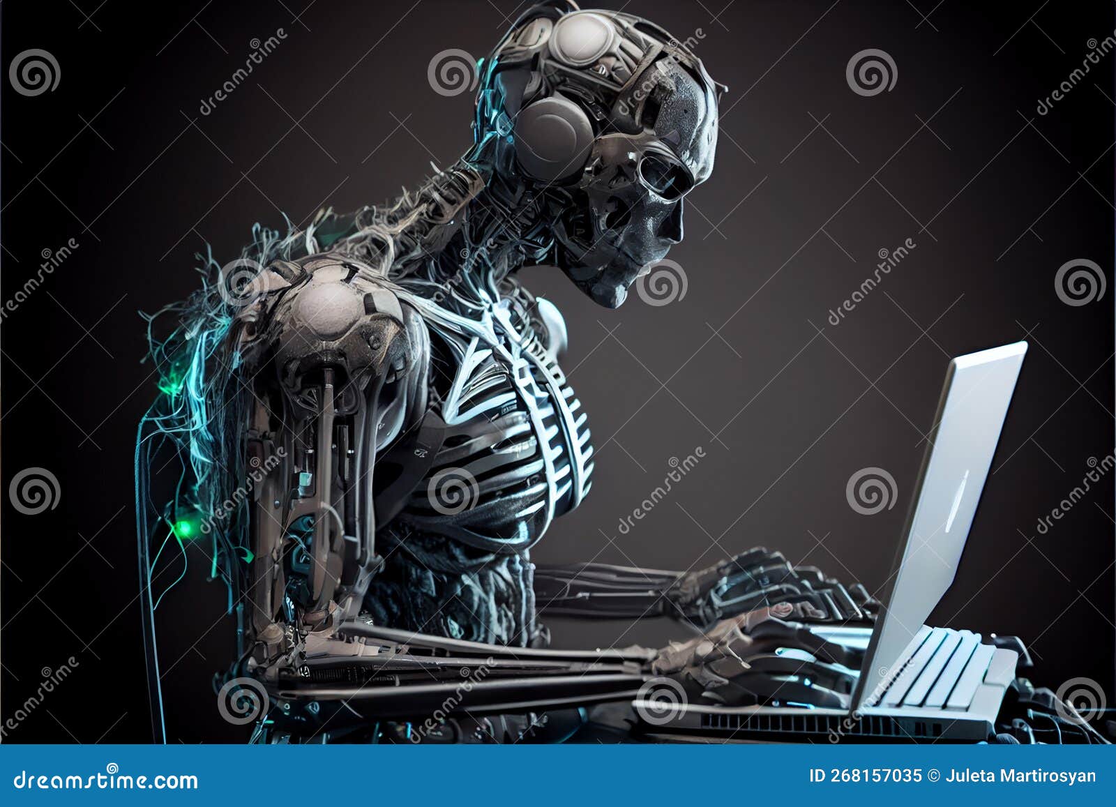 AI Does Work, the Robot is Typing on the Computer. Generative AI Stock ...