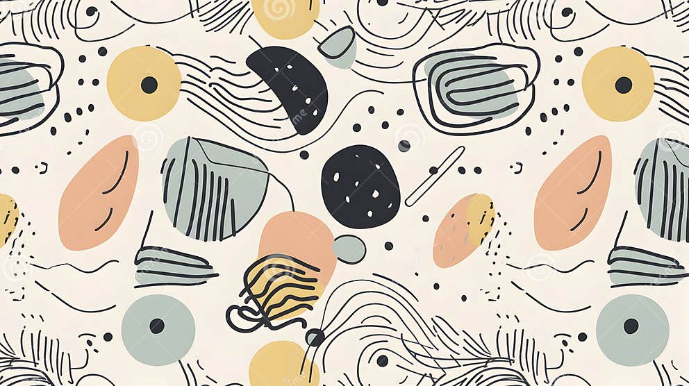 AI Drawn Flat Design Abstract Doodle Pattern, Neural Network Generated ...