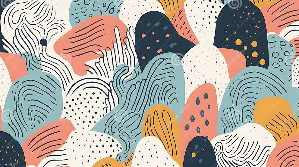 AI Drawn Flat Design Abstract Doodle Pattern, Neural Network Generated ...