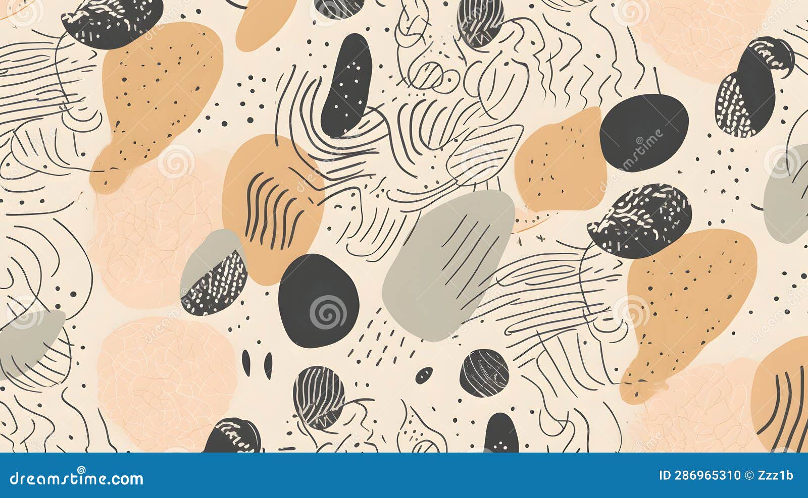 AI Drawn Flat Design Abstract Doodle Pattern, Neural Network Generated ...