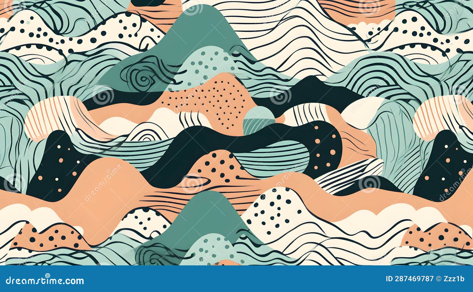 AI Drawn Flat Design Abstract Doodle Pattern, Neural Network Generated ...