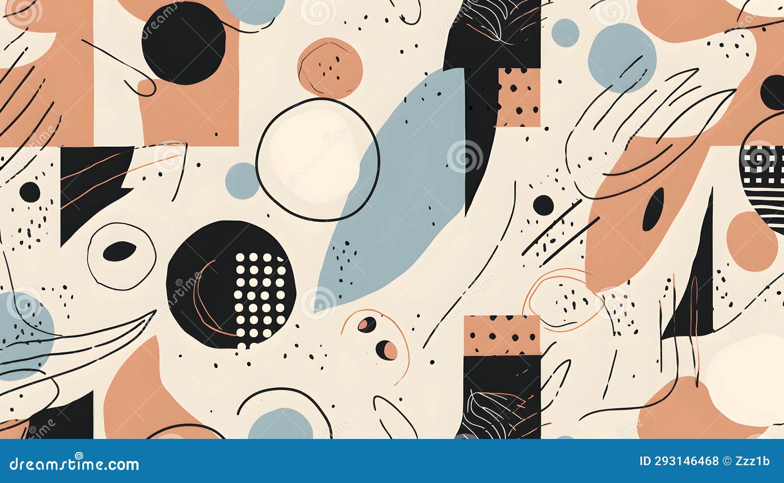 AI Drawn Flat Design Abstract Doodle Pattern, Neural Network Generated ...