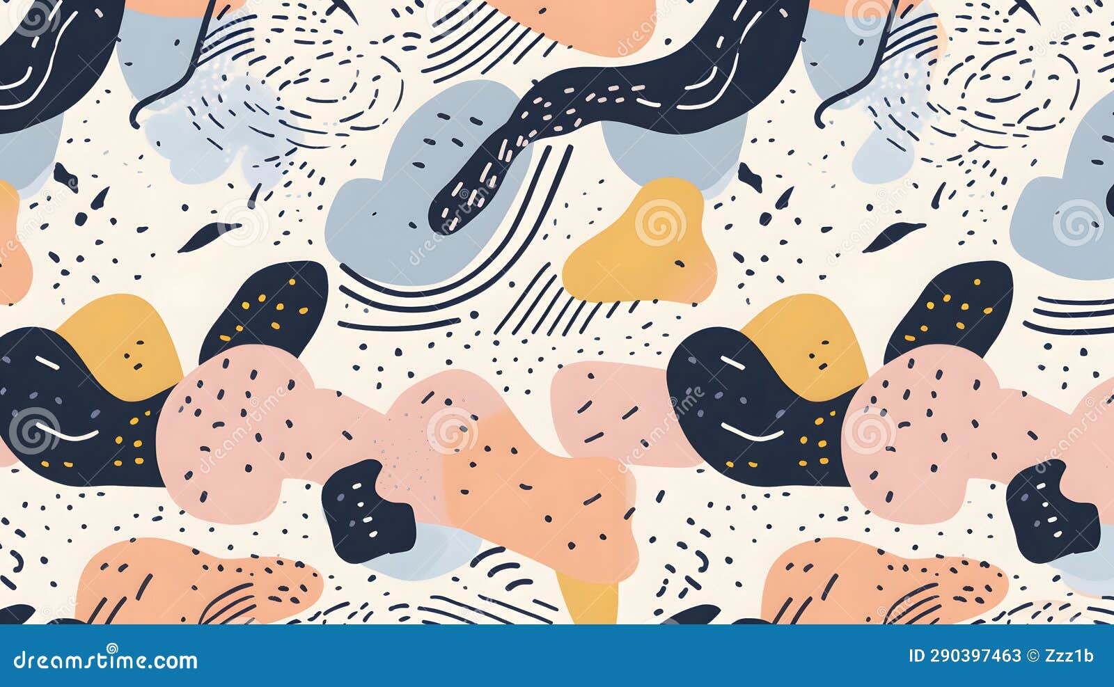 AI Drawn Flat Design Abstract Doodle Pattern, Neural Network Generated ...