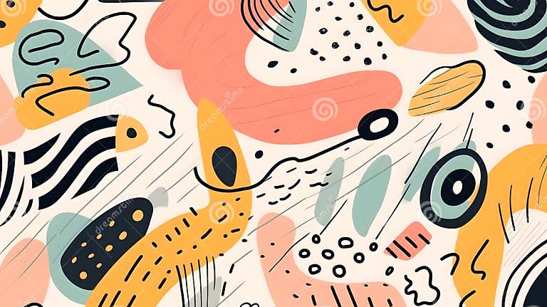 AI Drawn Flat Design Abstract Doodle Pattern, Neural Network Generated ...