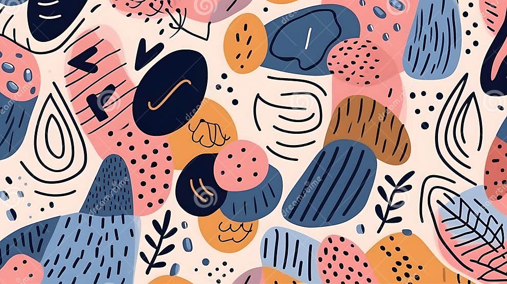 AI Drawn Flat Design Abstract Doodle Pattern, Neural Network Generated ...