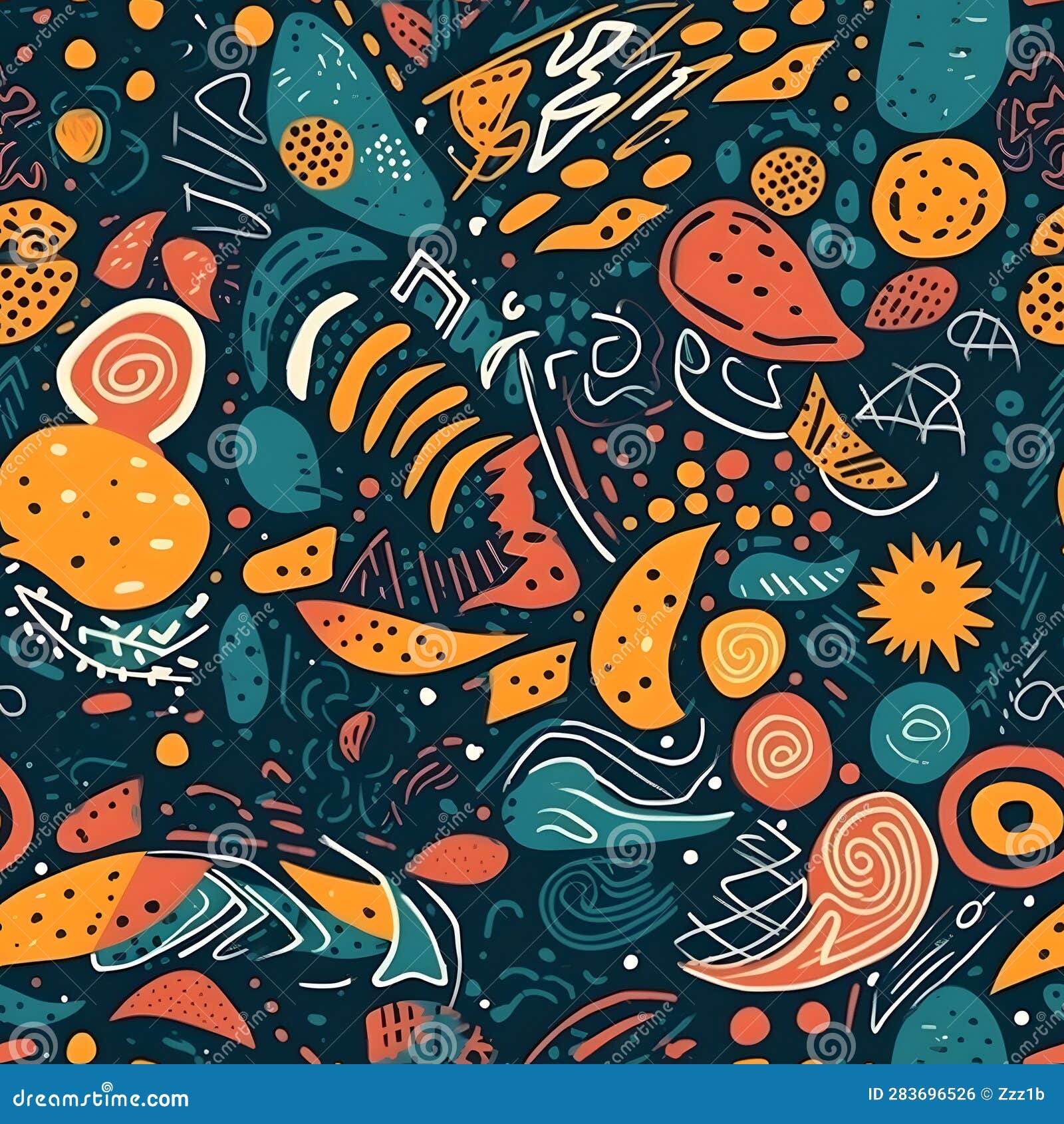 AI Drawn Flat Design Abstract Seamless Doodle Pattern, Neural Network ...