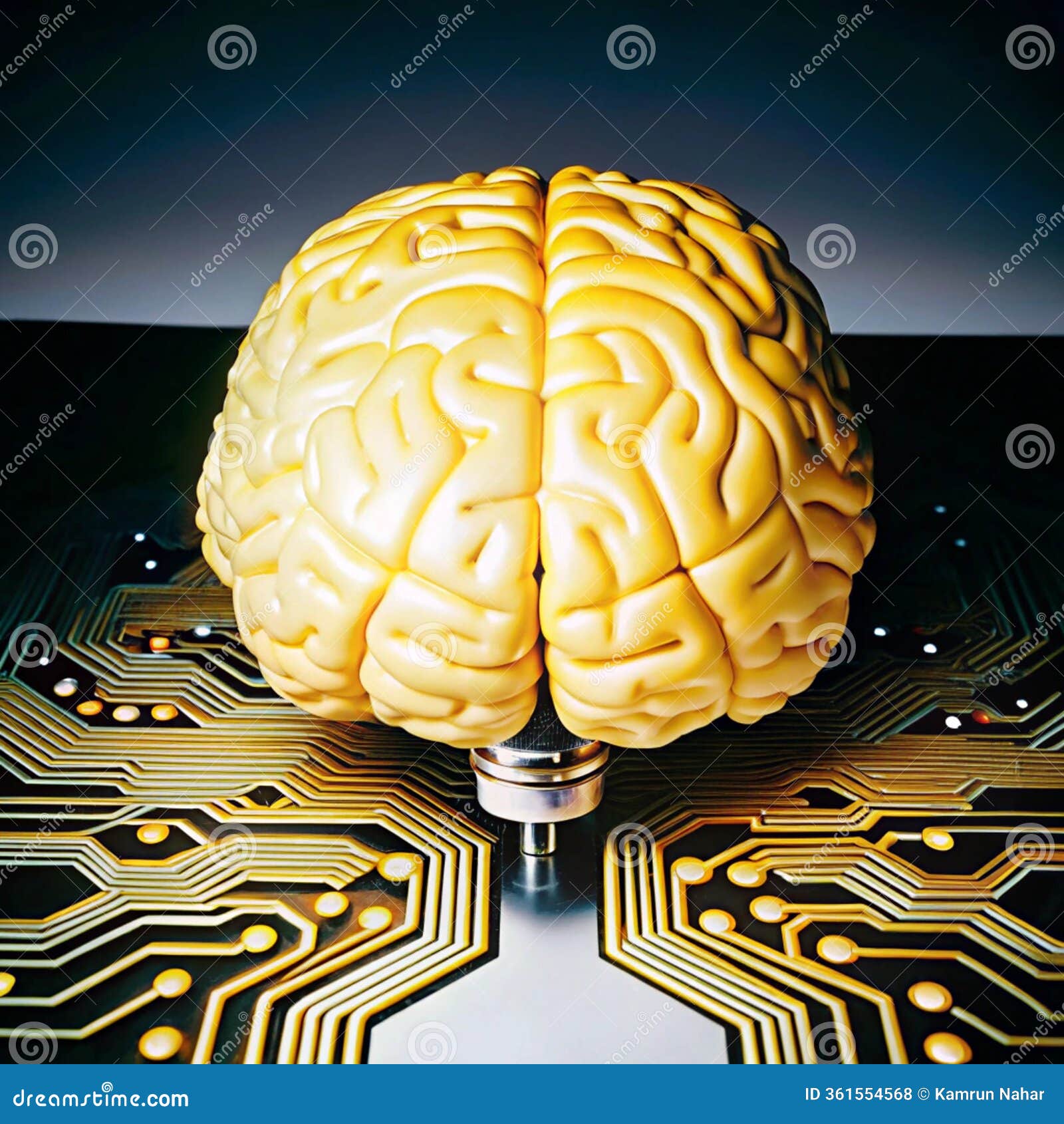 AI-Driven Brain with Machine Learning Patterns Stock Illustration ...