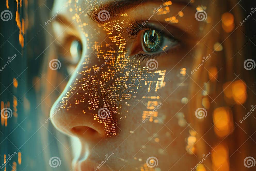 AI-Driven Human Head with Digital Code and Algorithms a Visual Representation of Advanced ...