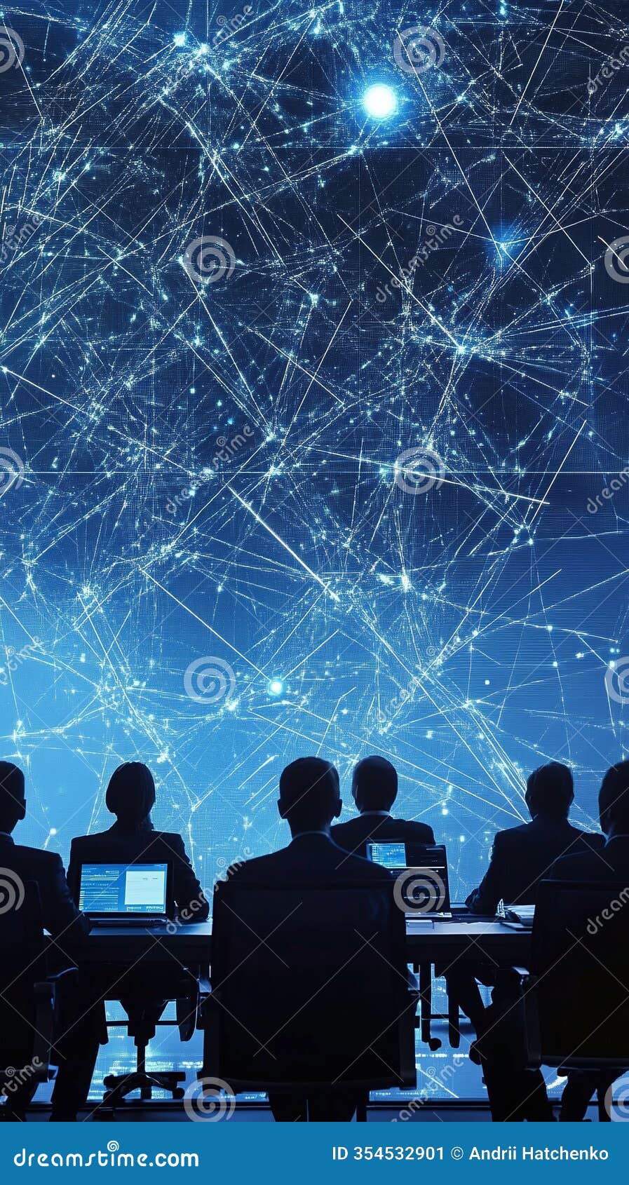 AI-driven Network Interface Displayed on a Large Digital Screen during ...