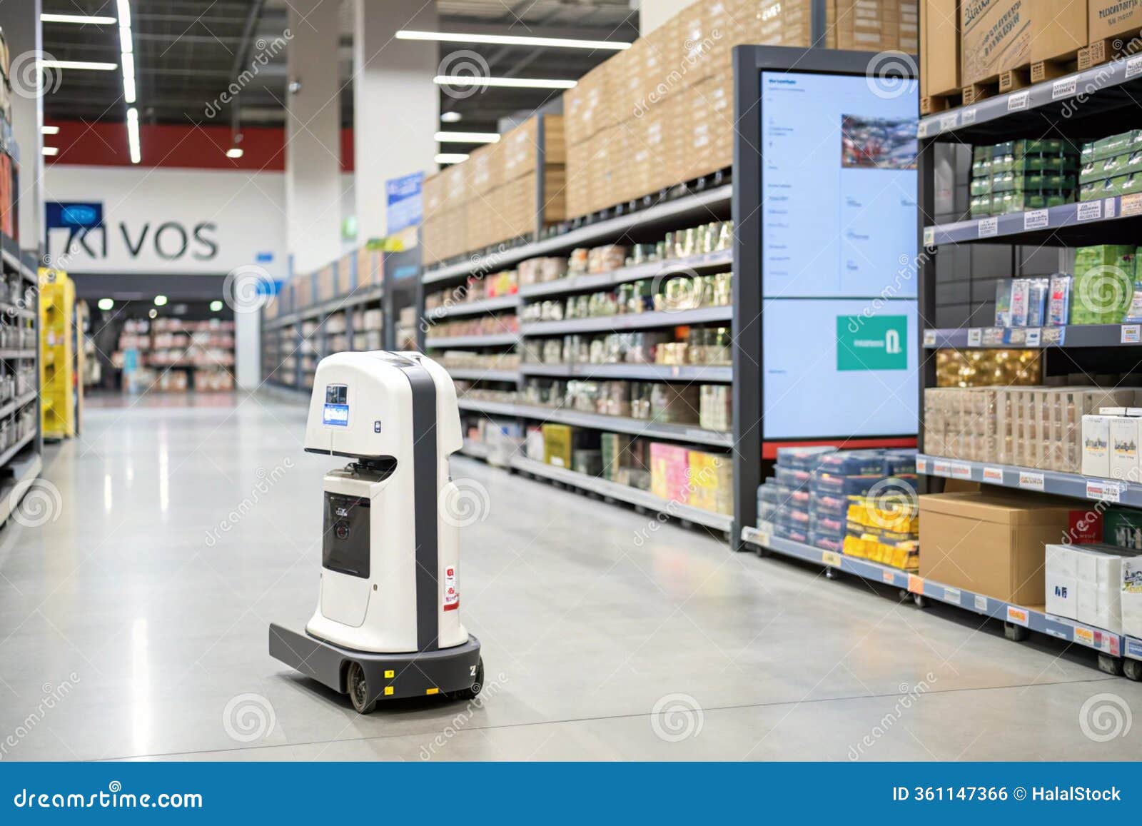 Autonomous Robots Shopping For Groceries In A Futuristic Supermarket ...