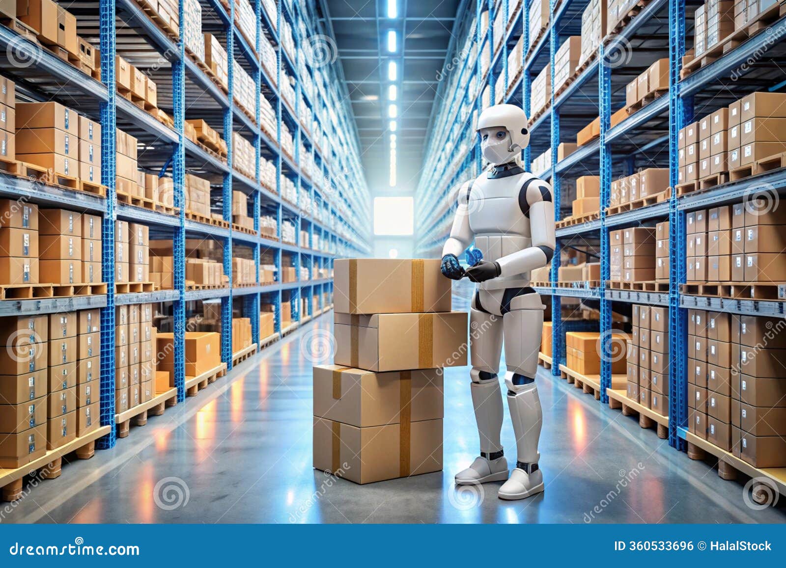 Autonomous Robots Shopping For Groceries In A Futuristic Supermarket ...