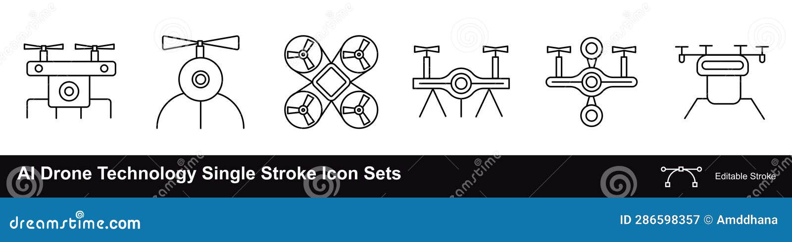 AI Drone Technology Future World Editable Stroke Icons Sets Stock ...