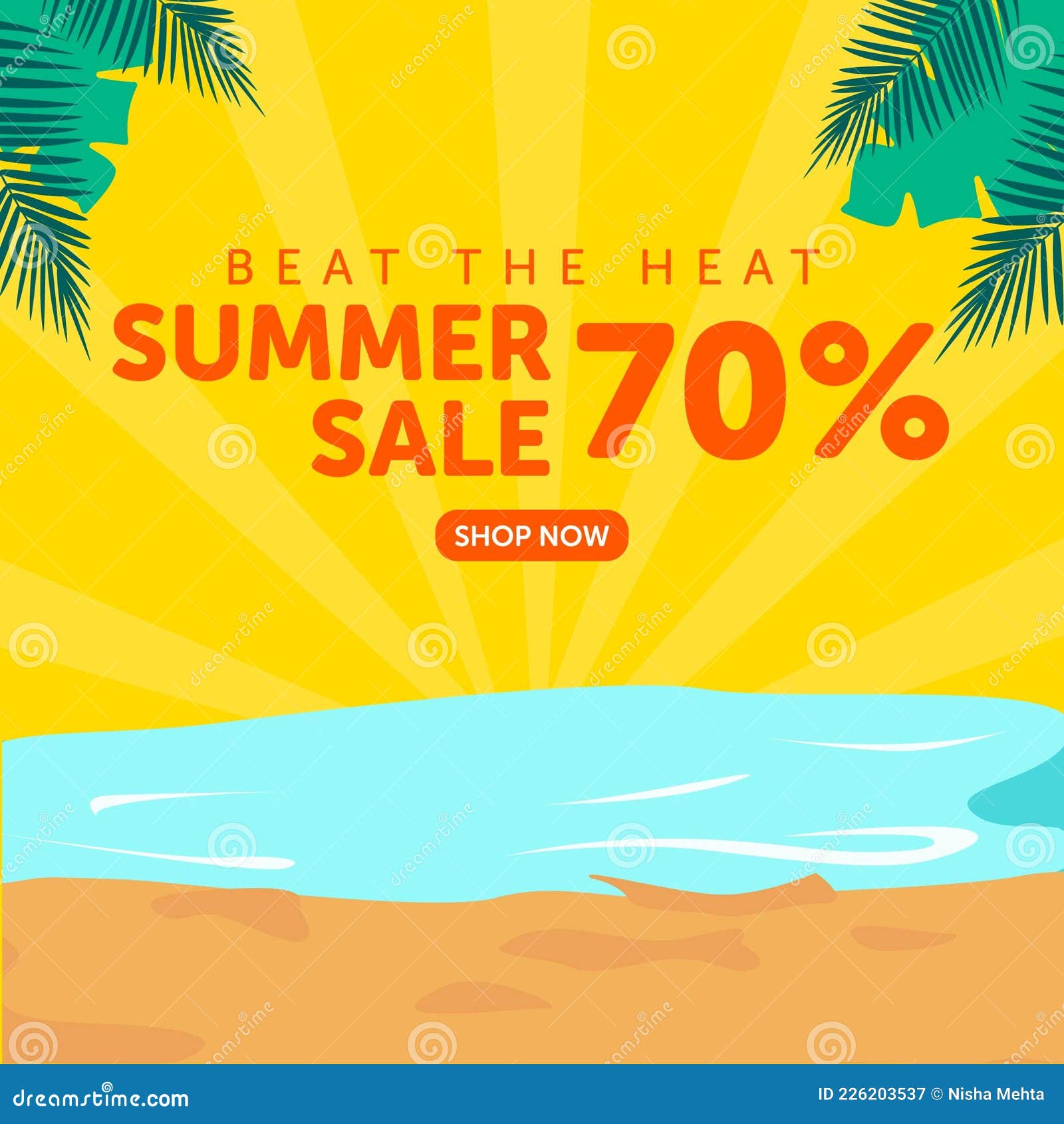 Summer Sale Beat the Heat Banner Design Stock Vector - Illustration of ...