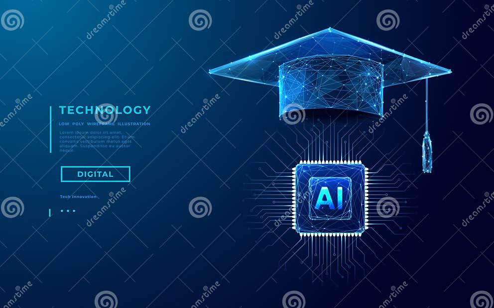 AI Education or Machine Learning Background. Abstract Digital Tech Bg ...