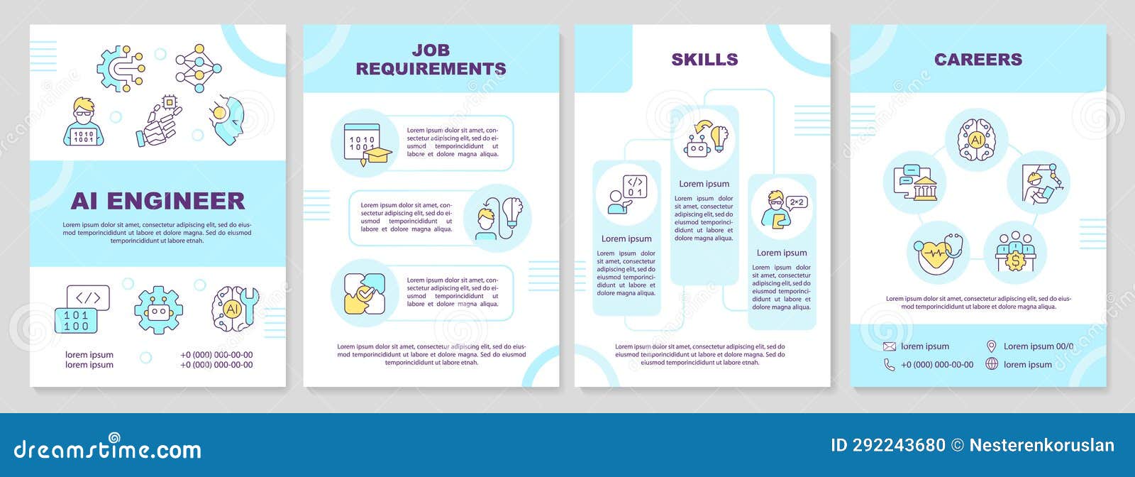 AI Engineer Brochure Template with Thin Line Icons Stock Illustration ...