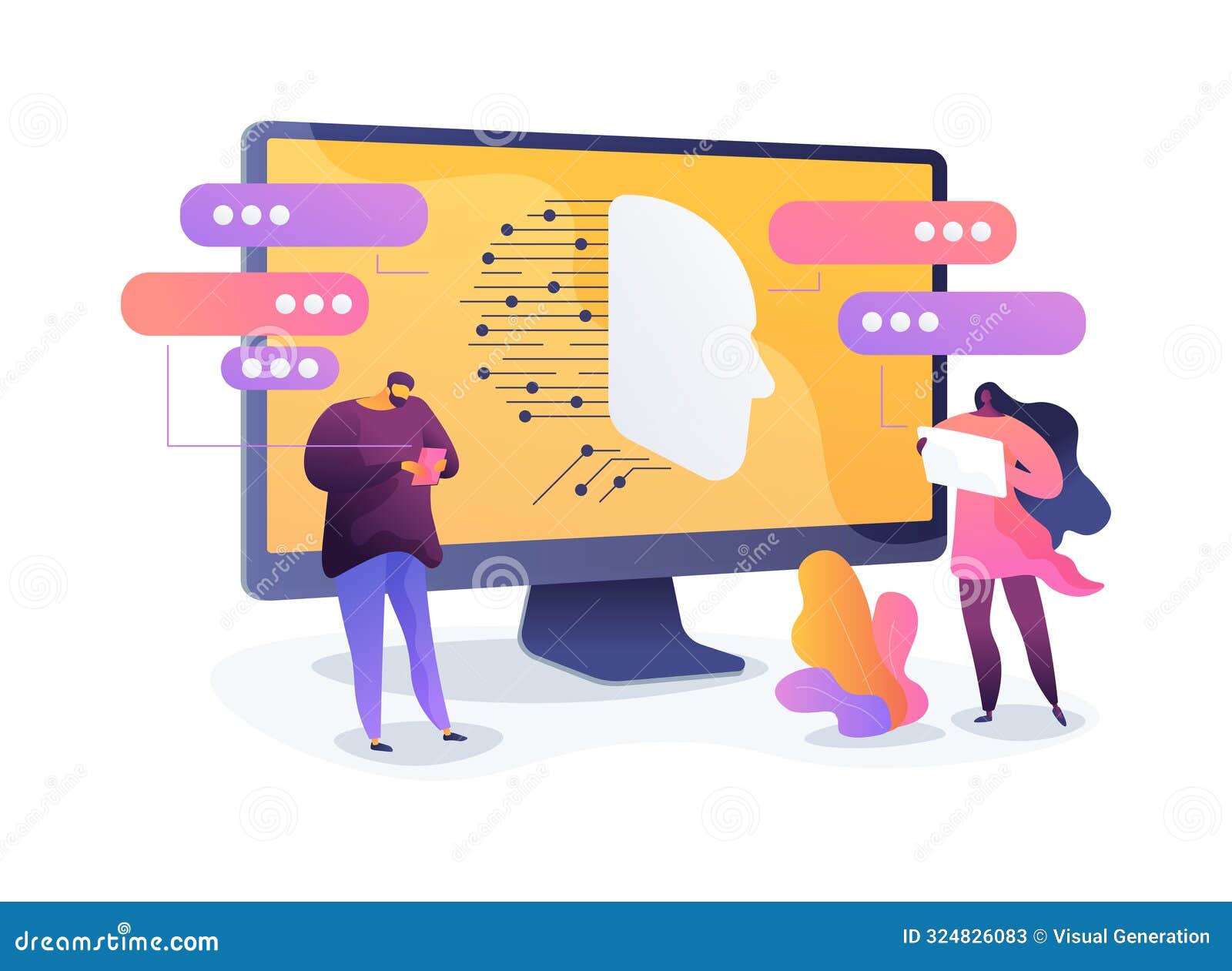 AI-Enhanced Chatbot Interactions Abstract Concept Vector Illustration ...