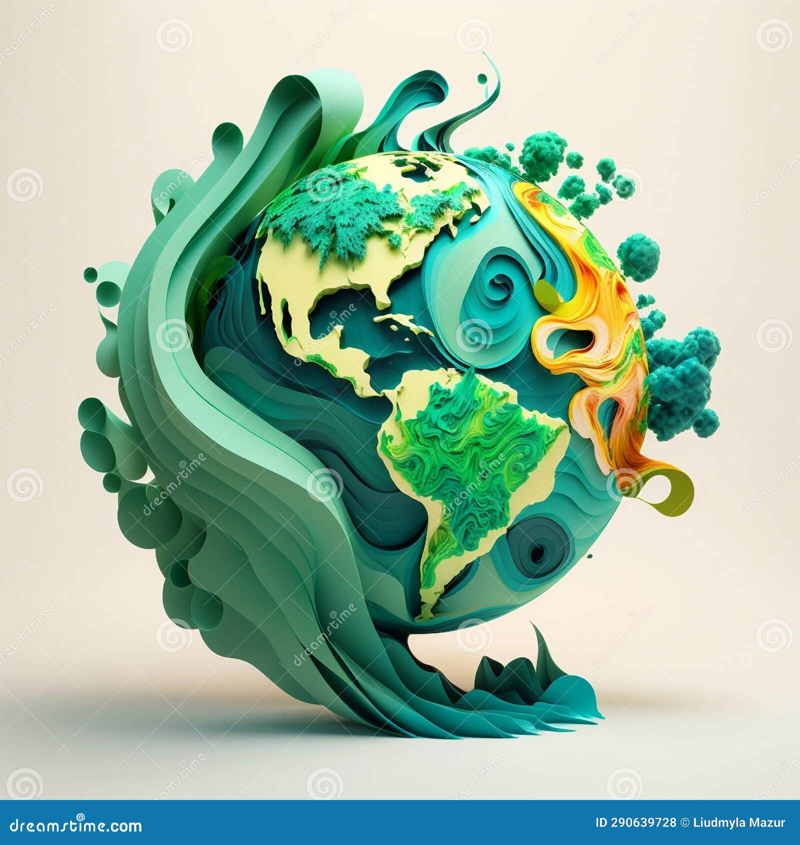 AI Enhanced Creative Illustration of Earth and the Four Natural Forces ...