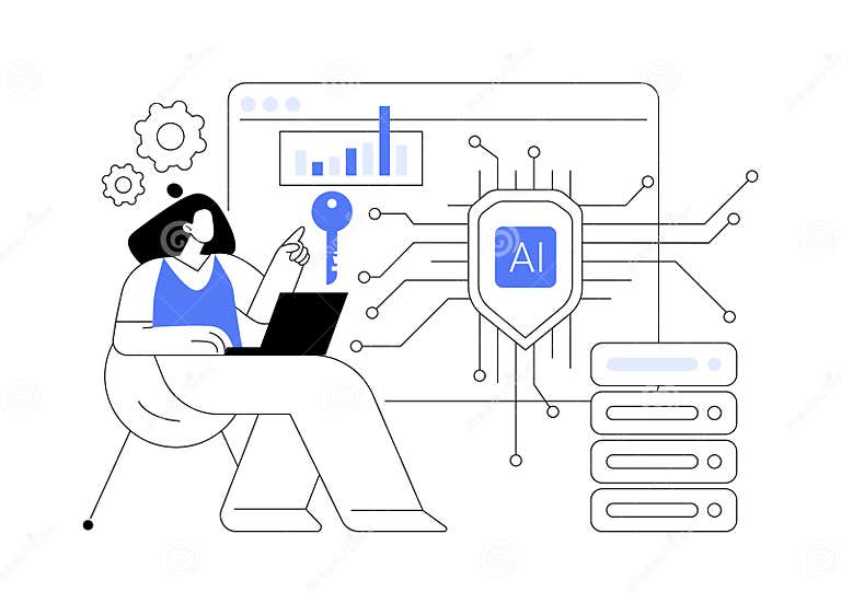 AI-Enhanced Data Security Abstract Concept Vector Illustration. Stock ...