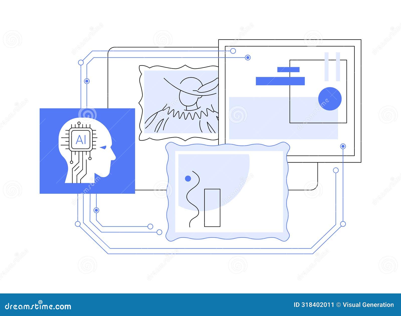 AI-Enhanced Digital Painting Abstract Concept Vector Illustration ...