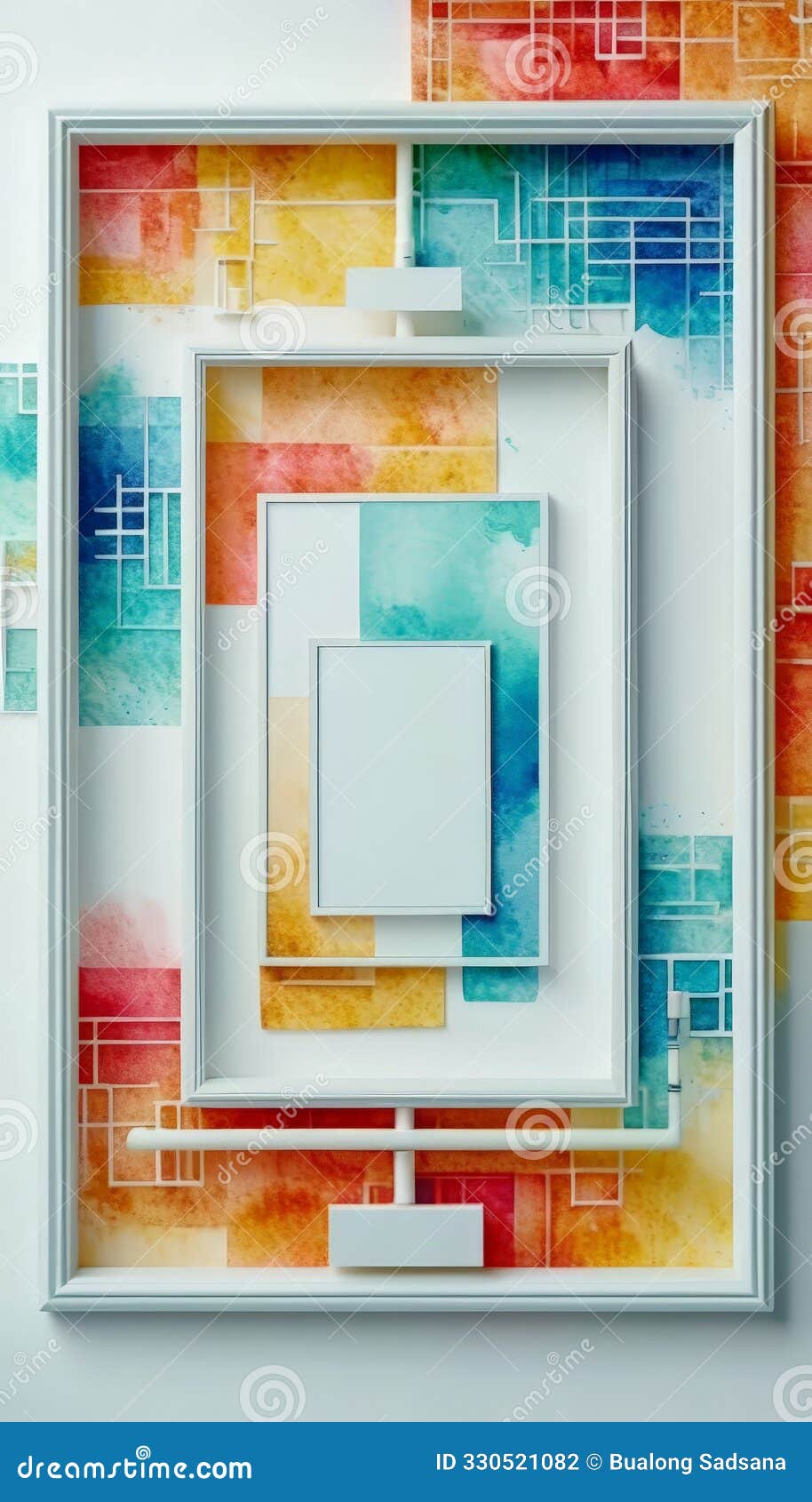 Colorful Abstract Painting with Square Frame Stock Illustration ...