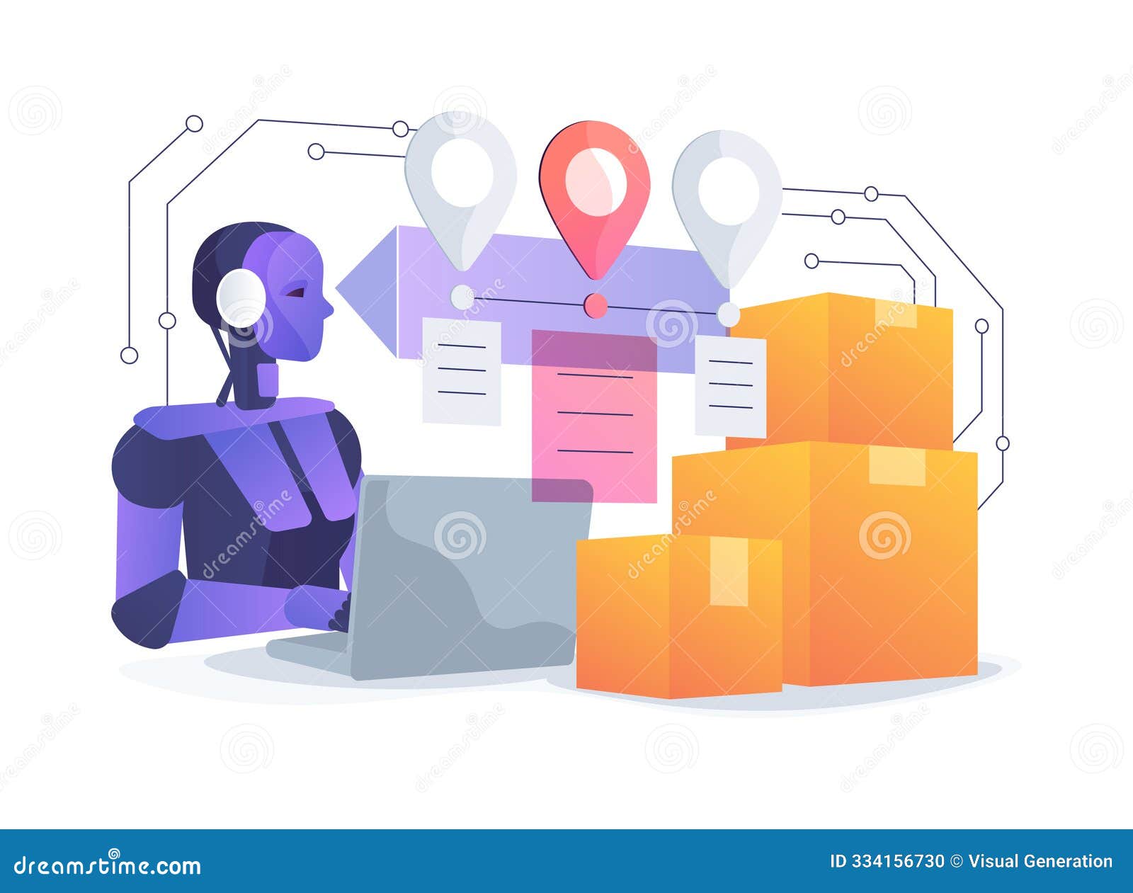 AI-Enhanced Supply Chain Optimization Abstract Concept Vector ...