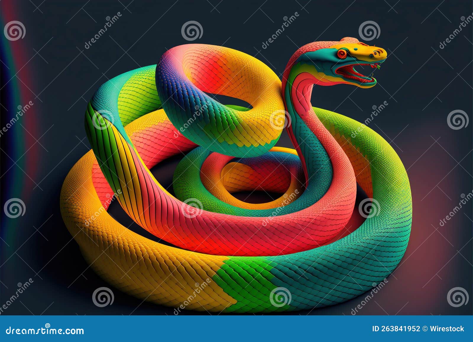 Ai-erzeugte Abbildung Einer Farbigen Schlange Stock Abbildung ...