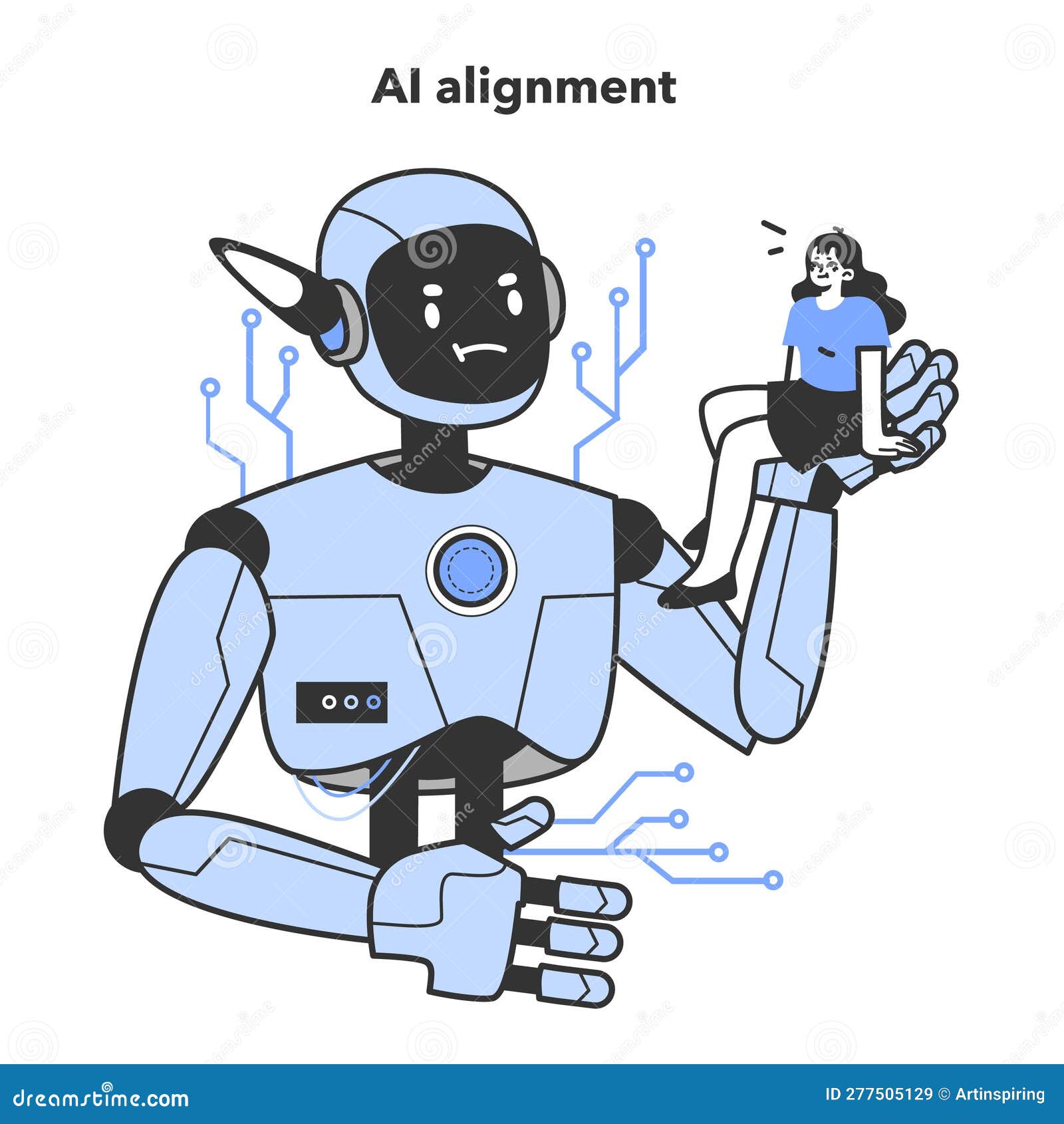 AI Ethics. Artificial Intelligence Alignment. Computer System Intelligence Vector Illustration ...