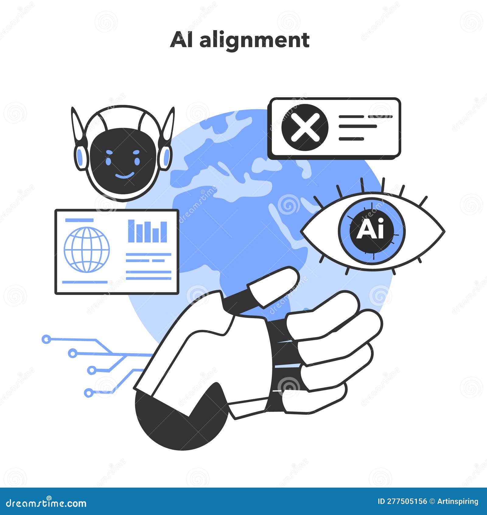 AI Ethics. Artificial Intelligence Alignment Stock Illustration - Illustration of ethic ...