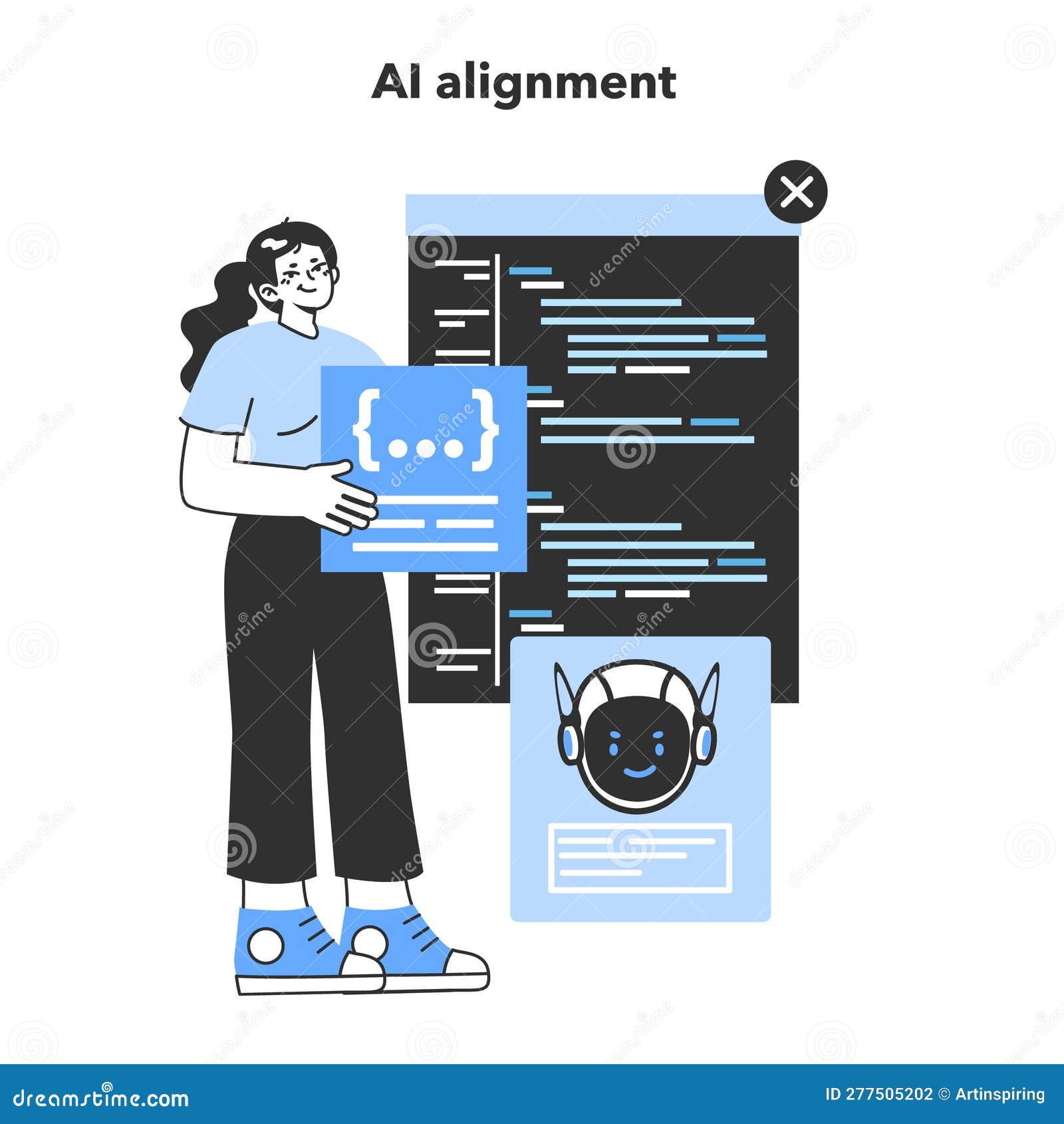 AI Ethics. Artificial Intelligence Development, Neural Network Machine Vector Illustration ...
