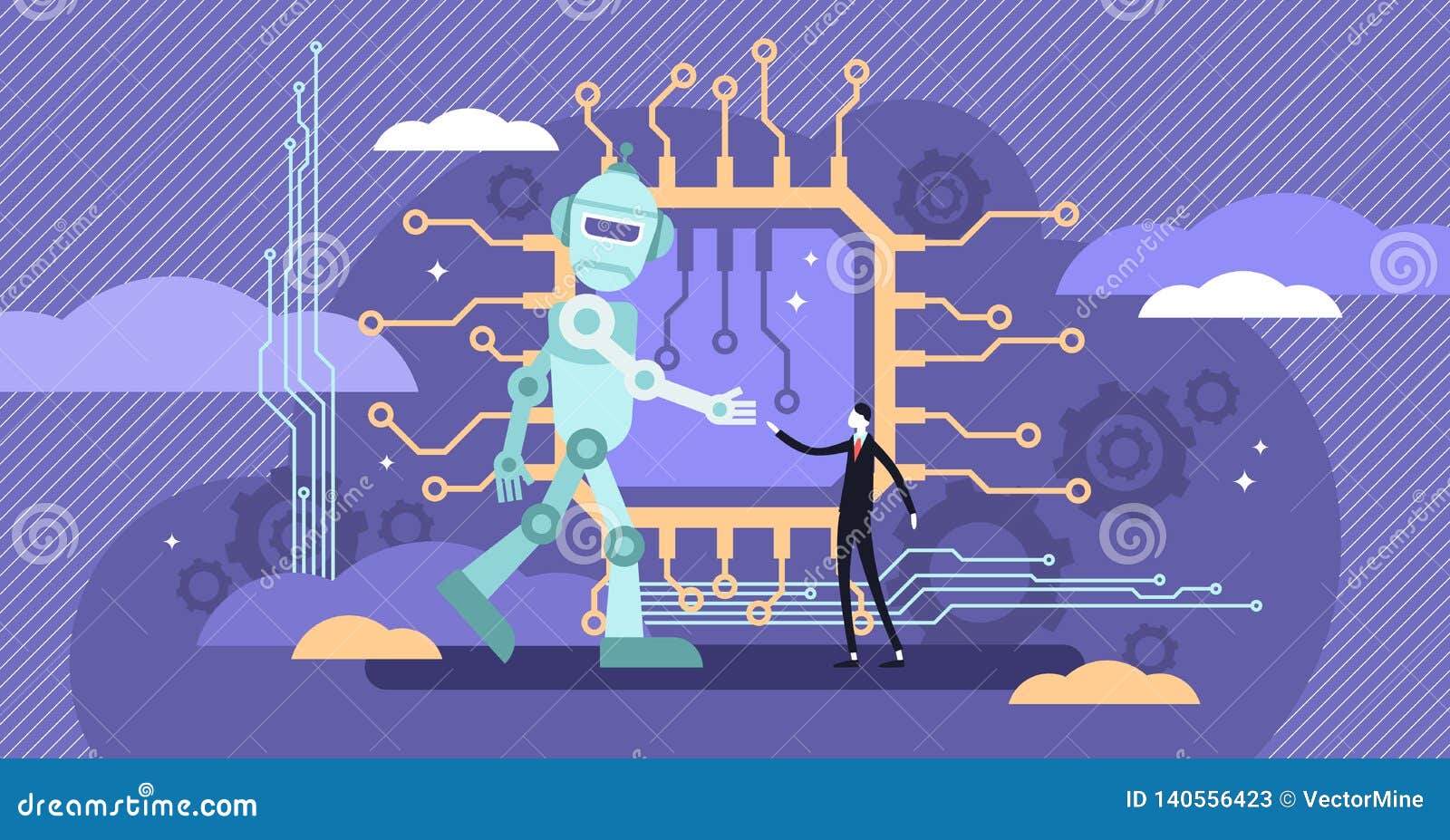 AI Ethics Vector Illustration. Flat Tiny Robot Intelligence Behavior ...