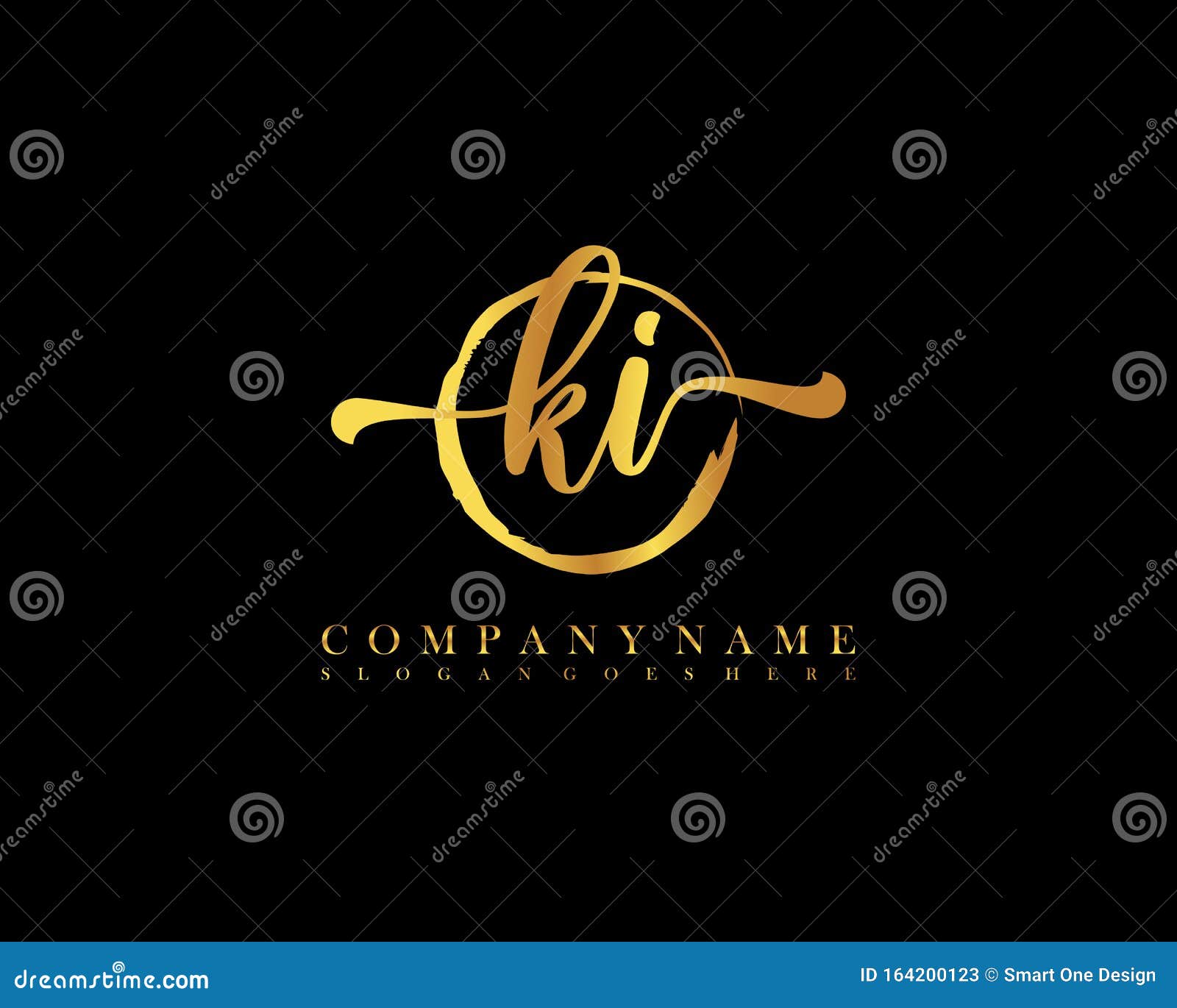 KI Initial Handwriting Logo Circle Hand Drawn Template Vector Stock ...