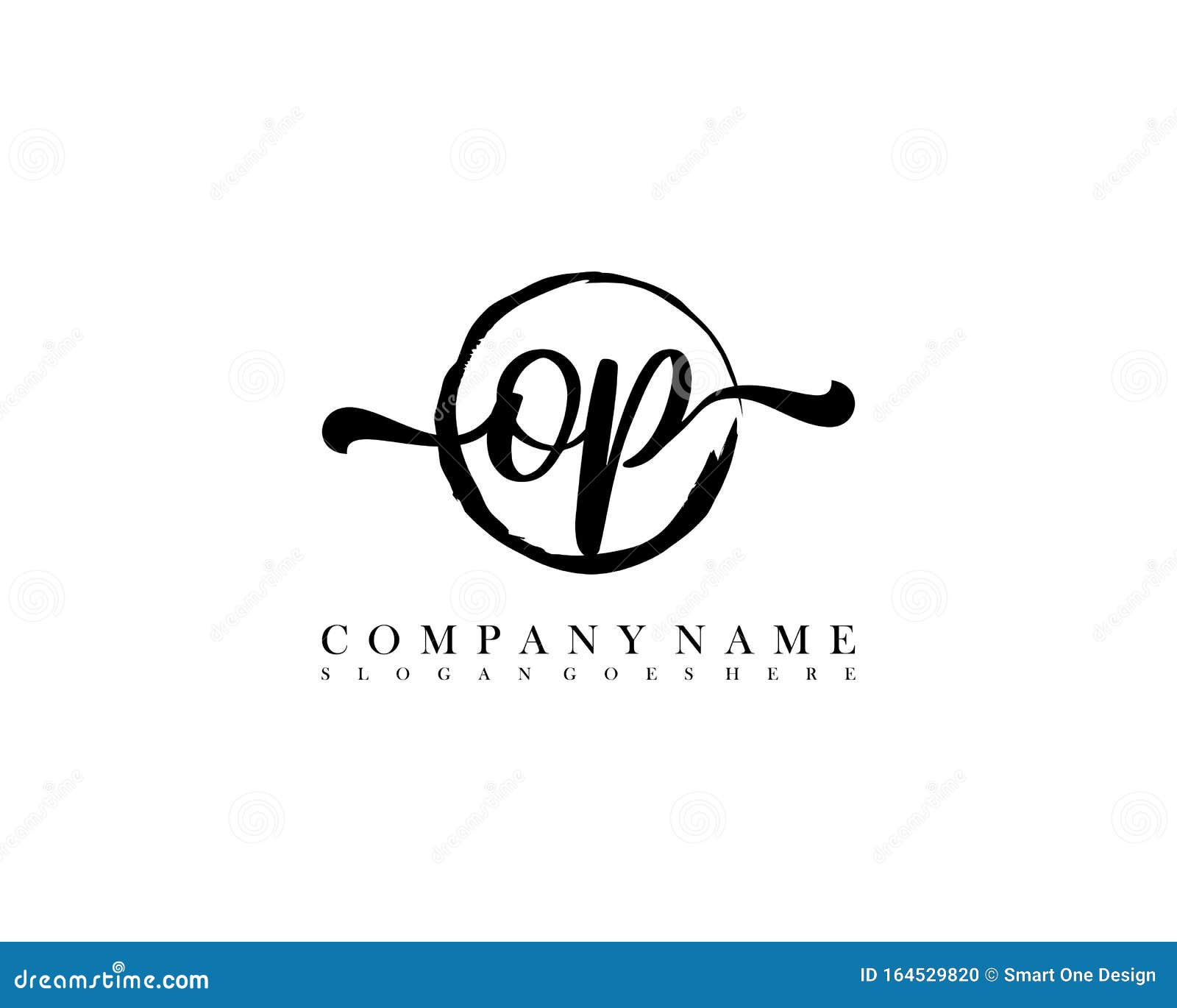 OP Initial Handwriting Logo Circle Hand Drawn Template Vector Stock ...