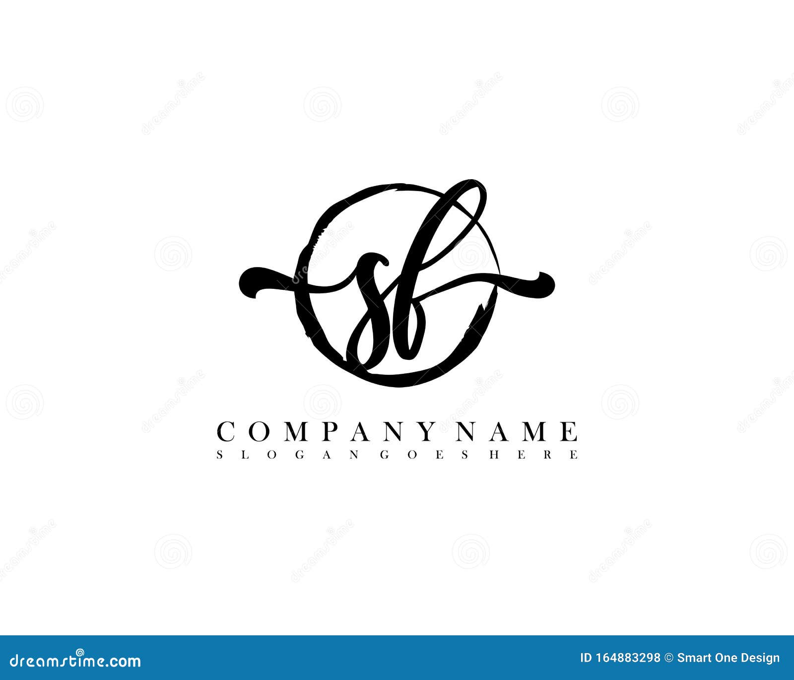 SF Initial Handwriting Logo Circle Hand Drawn Template Vector Stock ...