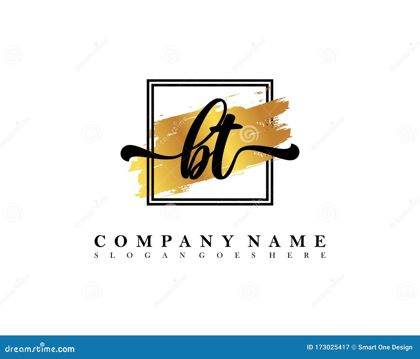 BT Initial Handwriting Logo and Gold Brush Template Stock Vector ...