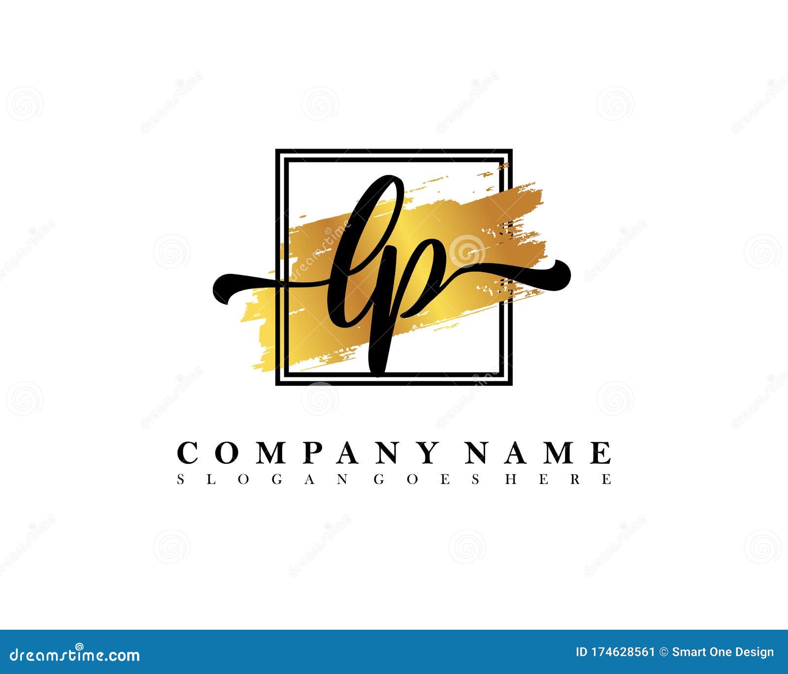 LP Initial Handwriting Logo and Gold Brush Template Stock Vector ...