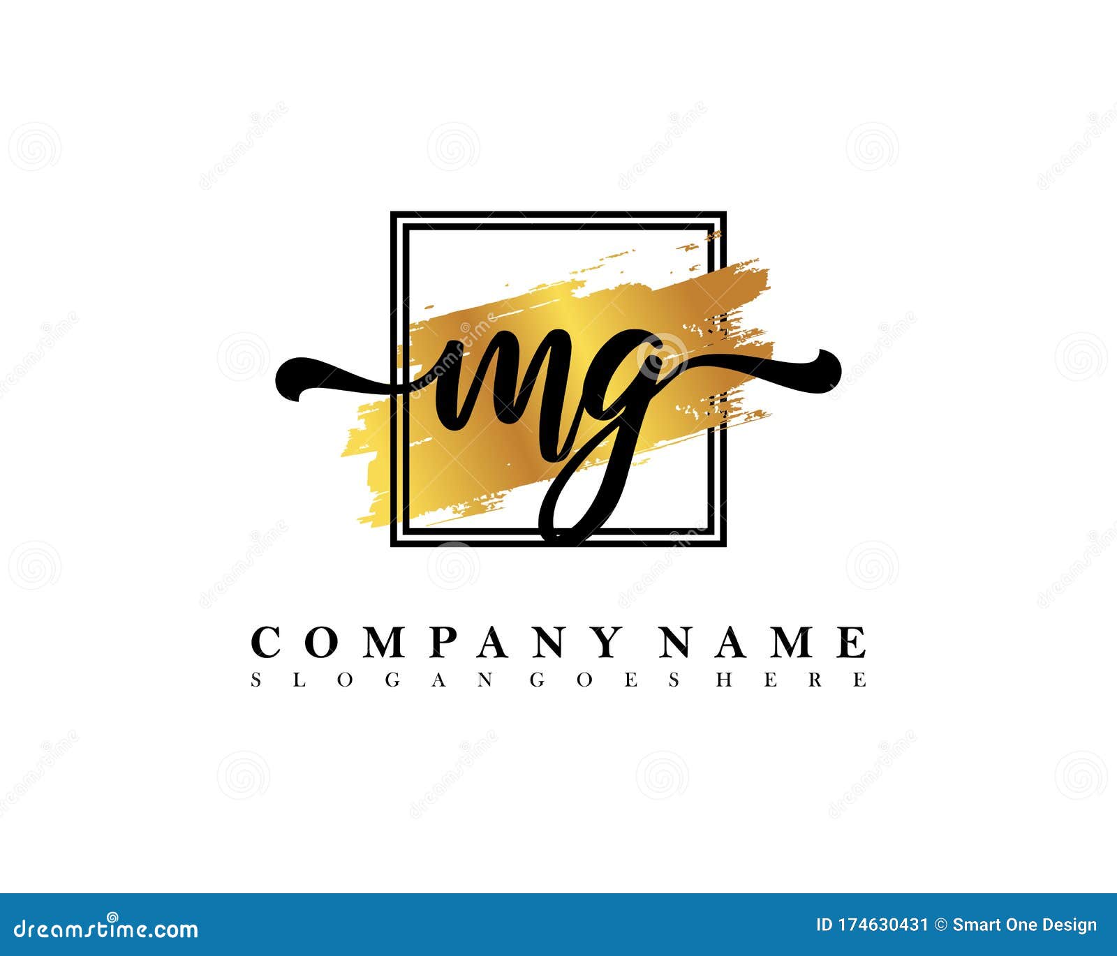 MG Initial Handwriting Logo And Gold Brush Template Stock Vector ...