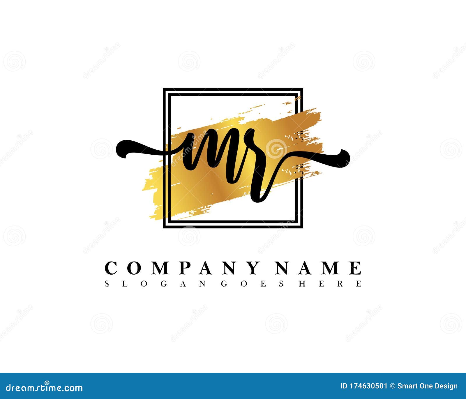MR Initial Handwriting Logo and Gold Brush Template Stock Vector ...