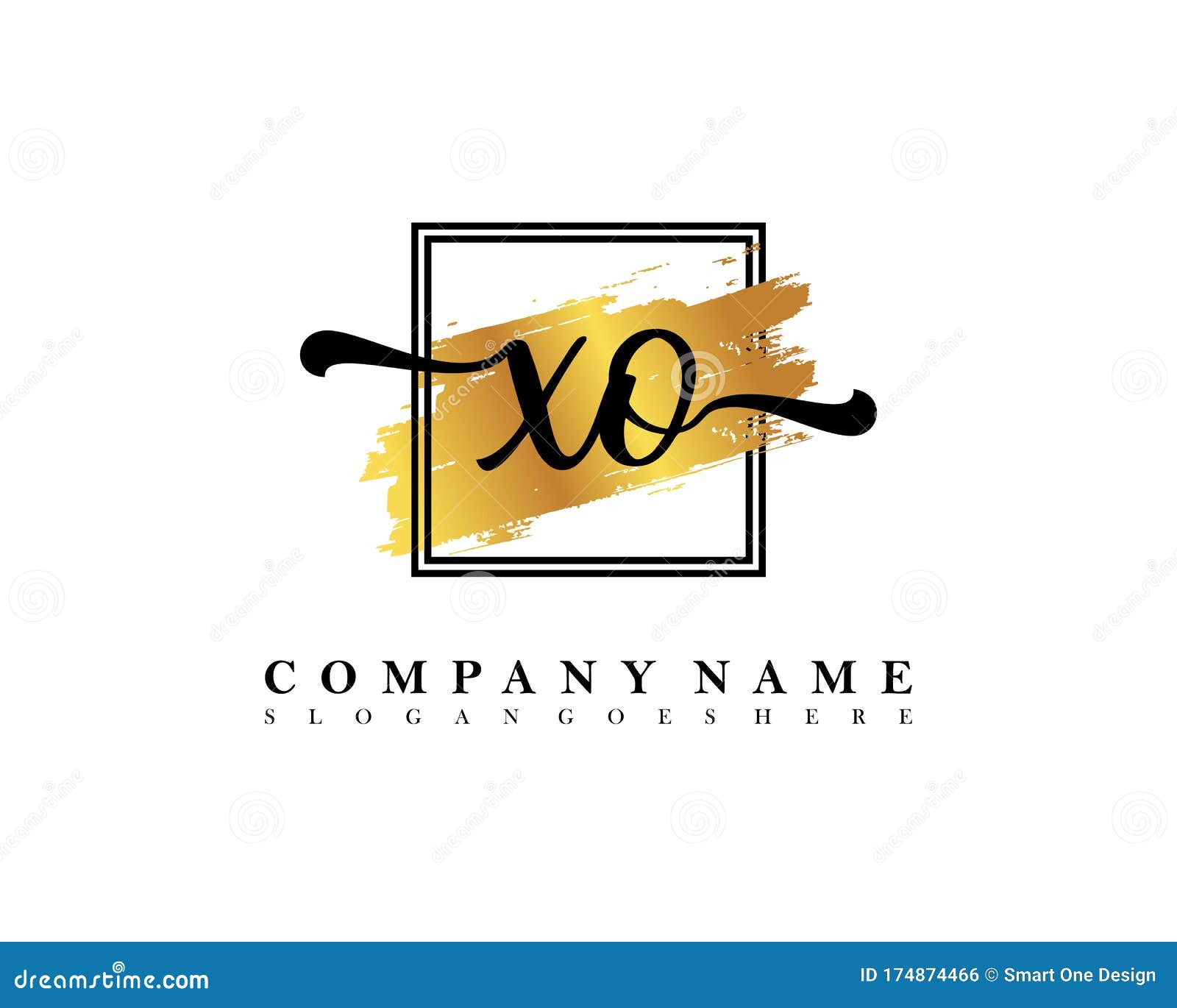 XO Initial Handwriting Logo and Gold Brush Template Stock Vector ...