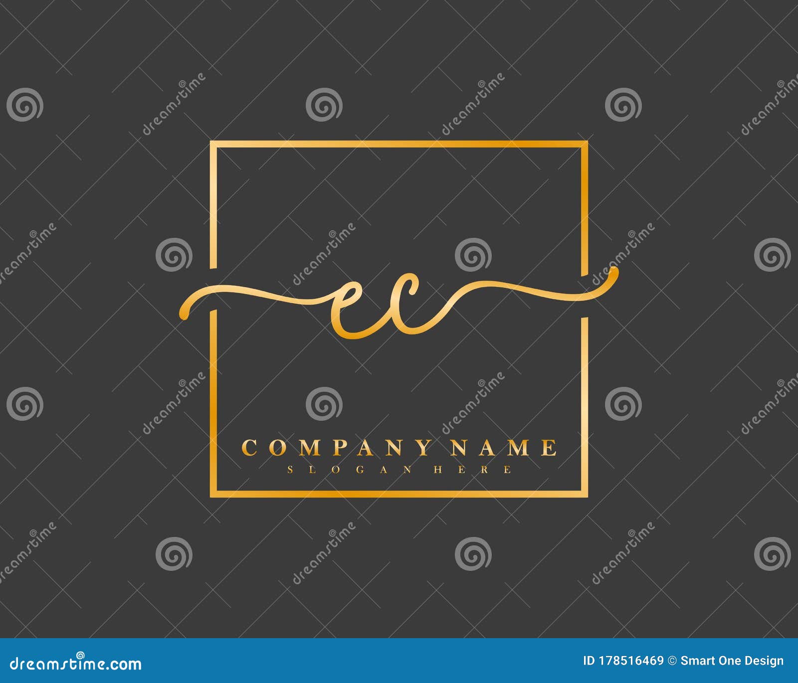 EC Initial Handwriting with Square Frame Stock Vector - Illustration of ...