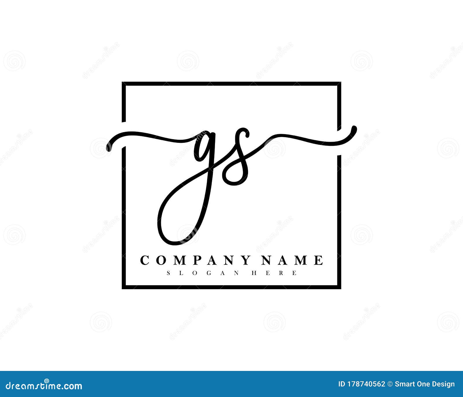 GS Initial Handwriting with Square Frame Stock Vector - Illustration of ...
