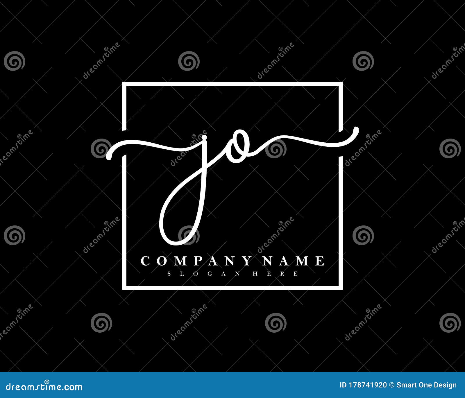 JO Initial Handwriting with Square Frame Stock Vector - Illustration of ...