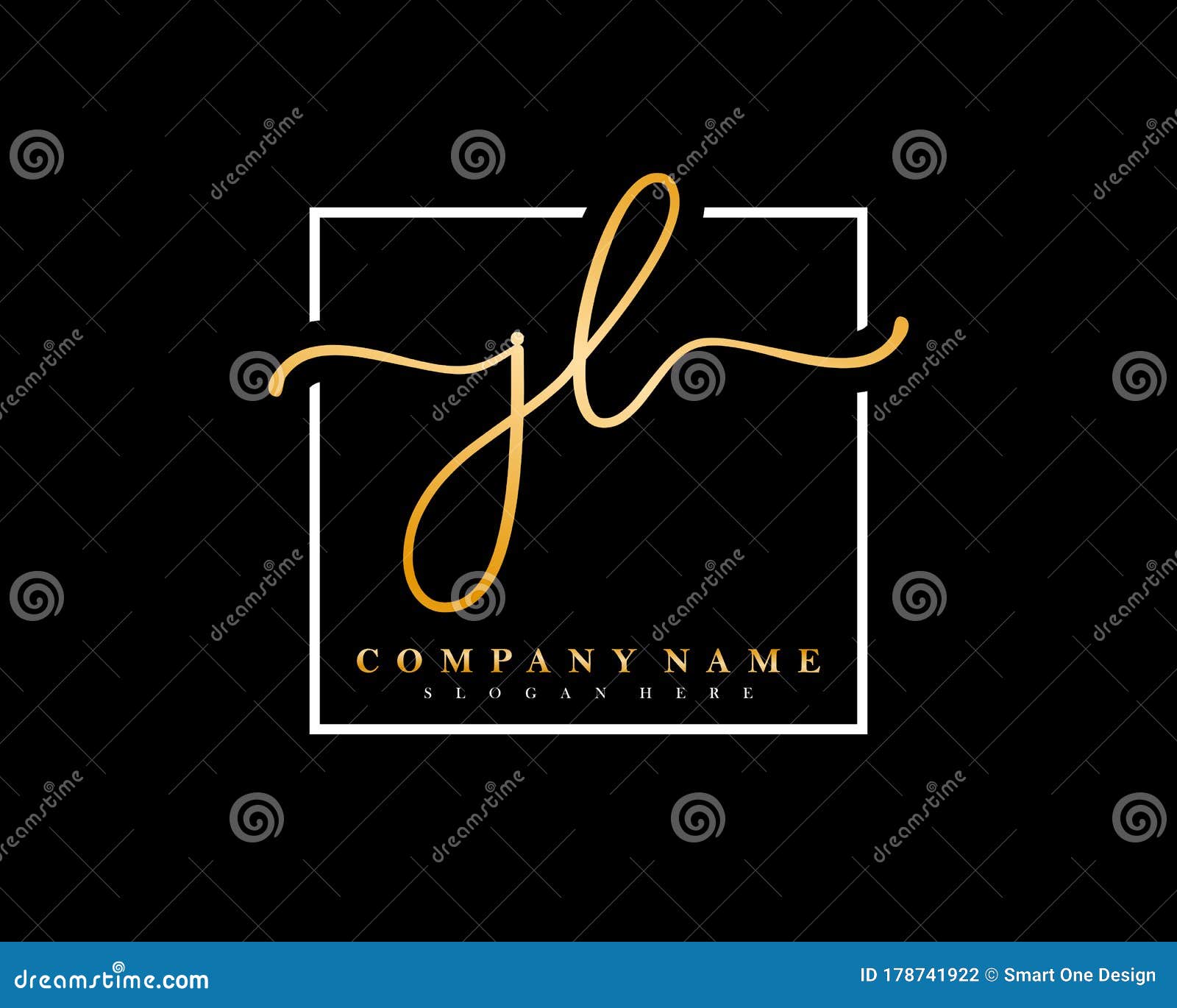 JL Initial Handwriting with Square Frame Stock Vector - Illustration of ...