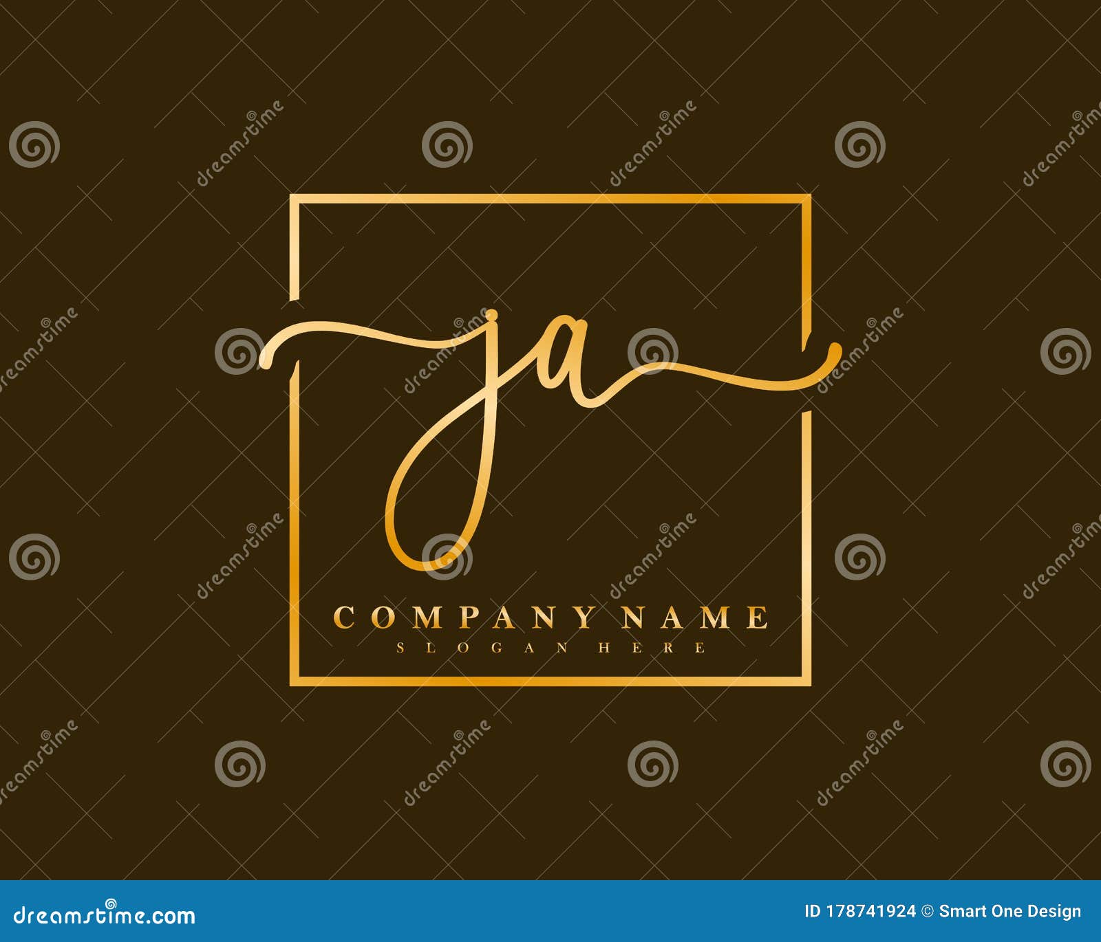 JA Initial Handwriting with Square Frame Stock Vector - Illustration of ...
