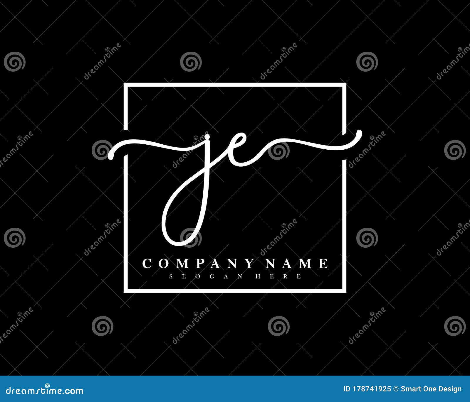 JE Initial Handwriting with Square Frame Stock Vector - Illustration of ...