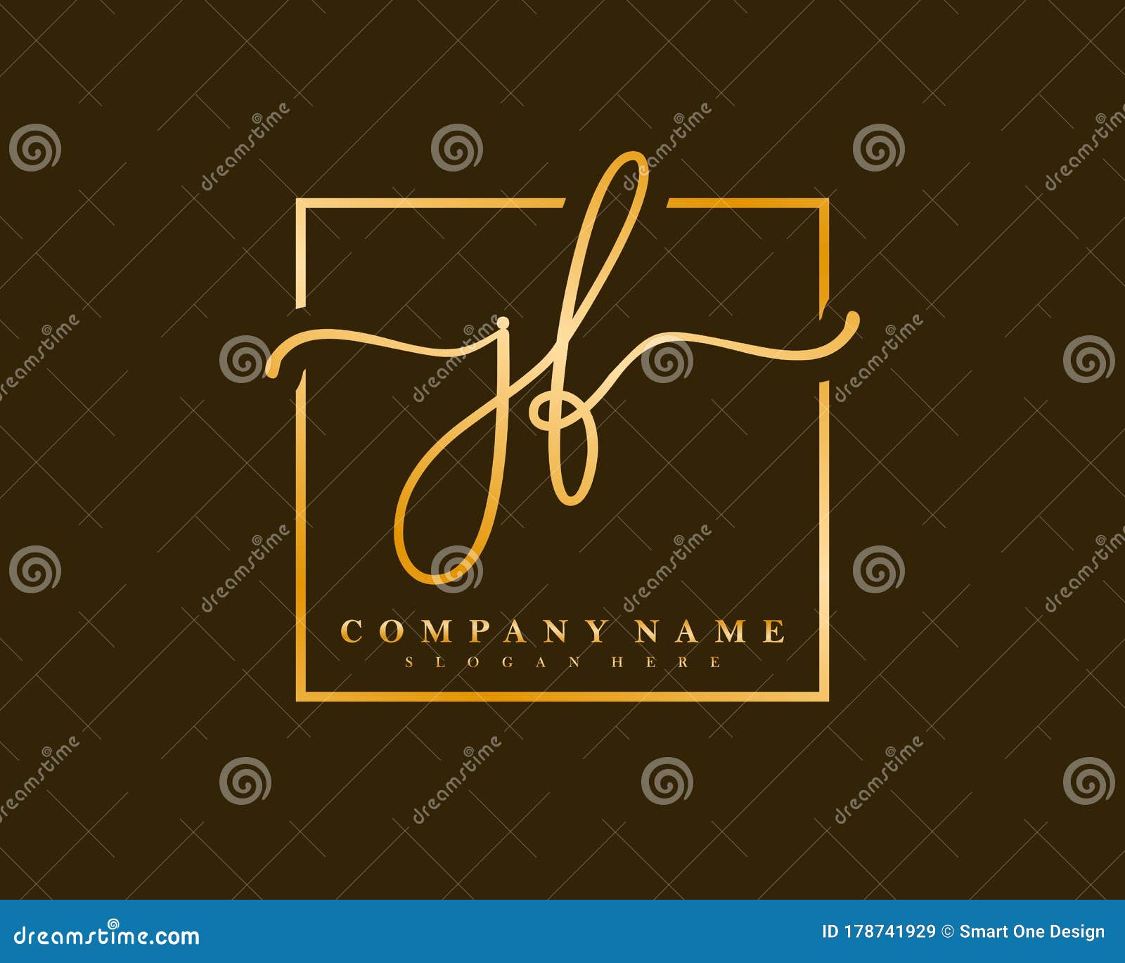 JF Initial Handwriting with Square Frame Stock Vector - Illustration of ...