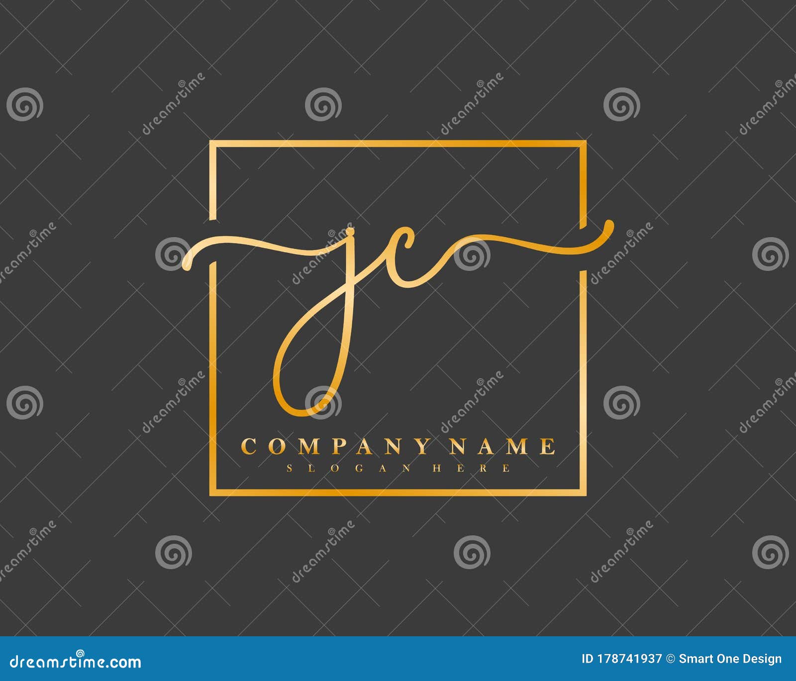 JC Initial Handwriting with Square Frame Stock Vector - Illustration of ...