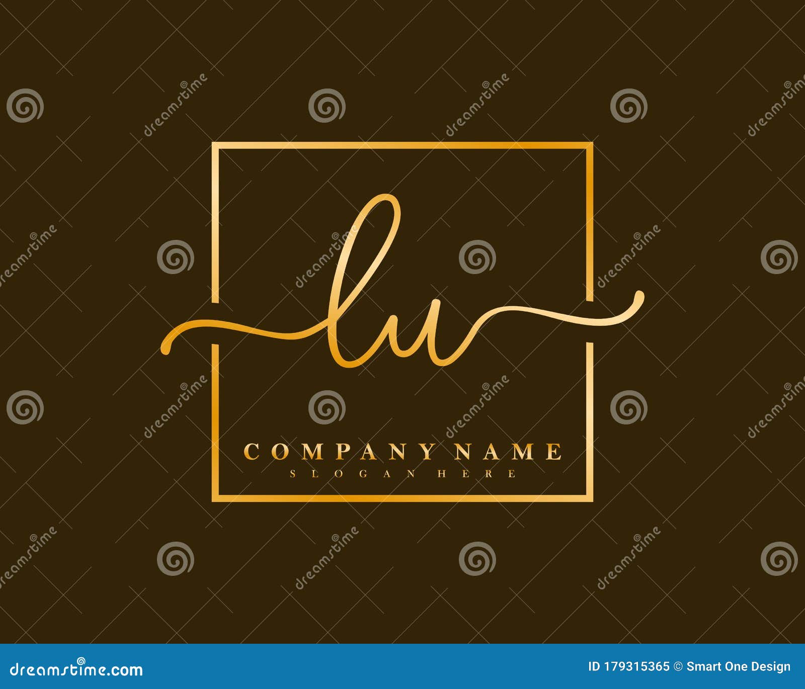 LU Initial Handwriting with Square Frame Stock Vector - Illustration of ...