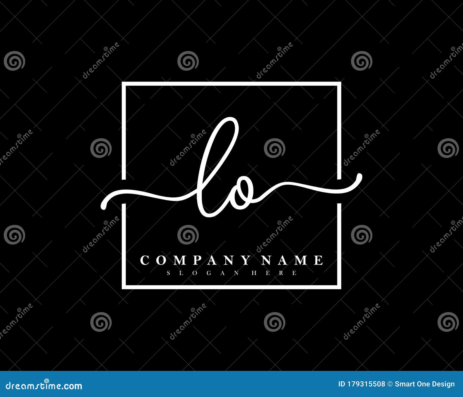 LO Initial Handwriting with Square Frame Stock Vector - Illustration of ...