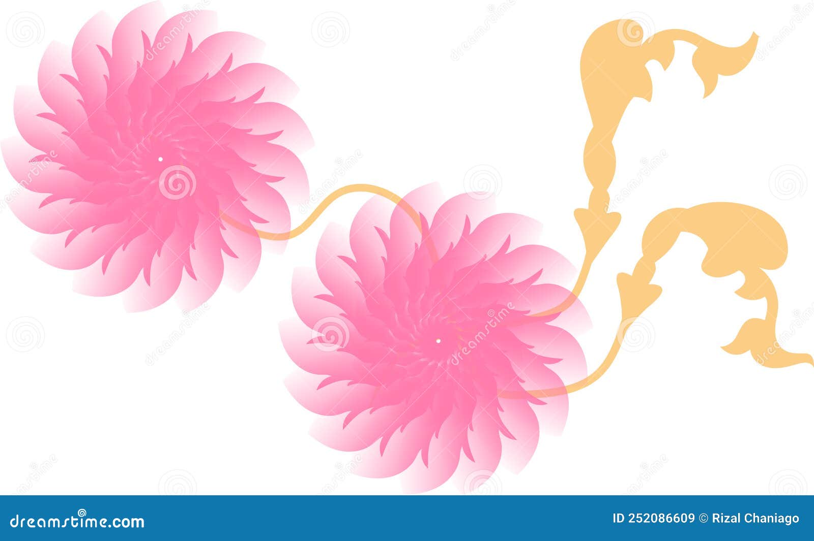 Cartoon Image Beautiful Pink Flowers in White Background Stock ...