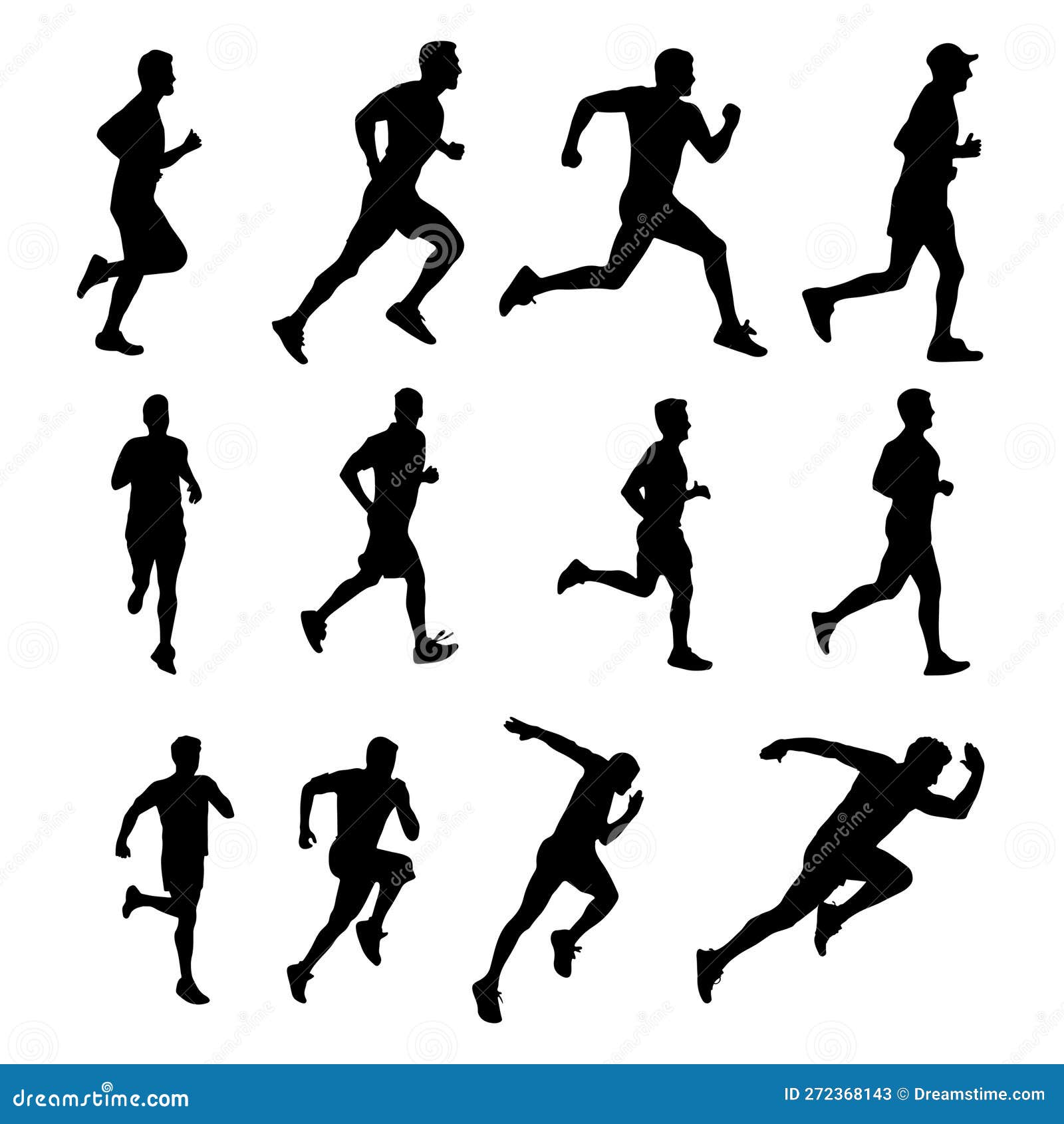 Running Man Silhouette Collection Set, Running Man Silhouettes Stock ...
